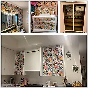 Rose Floral Drawer Liner Peel and Stick Contact Paper self Adhesive Wallpaper Removable Vinyl Decorative Shelf Drawer Liner 118 inch x17.4inch (Rose Floral, 118 inch x 17.4 inch)
