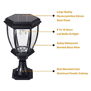 Kendal Large Outdoor Solar Powered LED Light Lamp (Black)