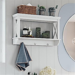 RiverRidge La Crosse Bathroom 3 Towel Hook Wall Shelf