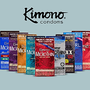 Kimono MicroThin Condoms - Premium Lubricated Natural Latex Condoms, Thinnest Condoms, Vegan-Friendly, No Latex Odor - Thin, Strong, and Extra Sensitive - Pack of 24