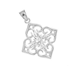 925 Sterling Silver Love Knot Charm Quatrefoil Flower Charm Pendant