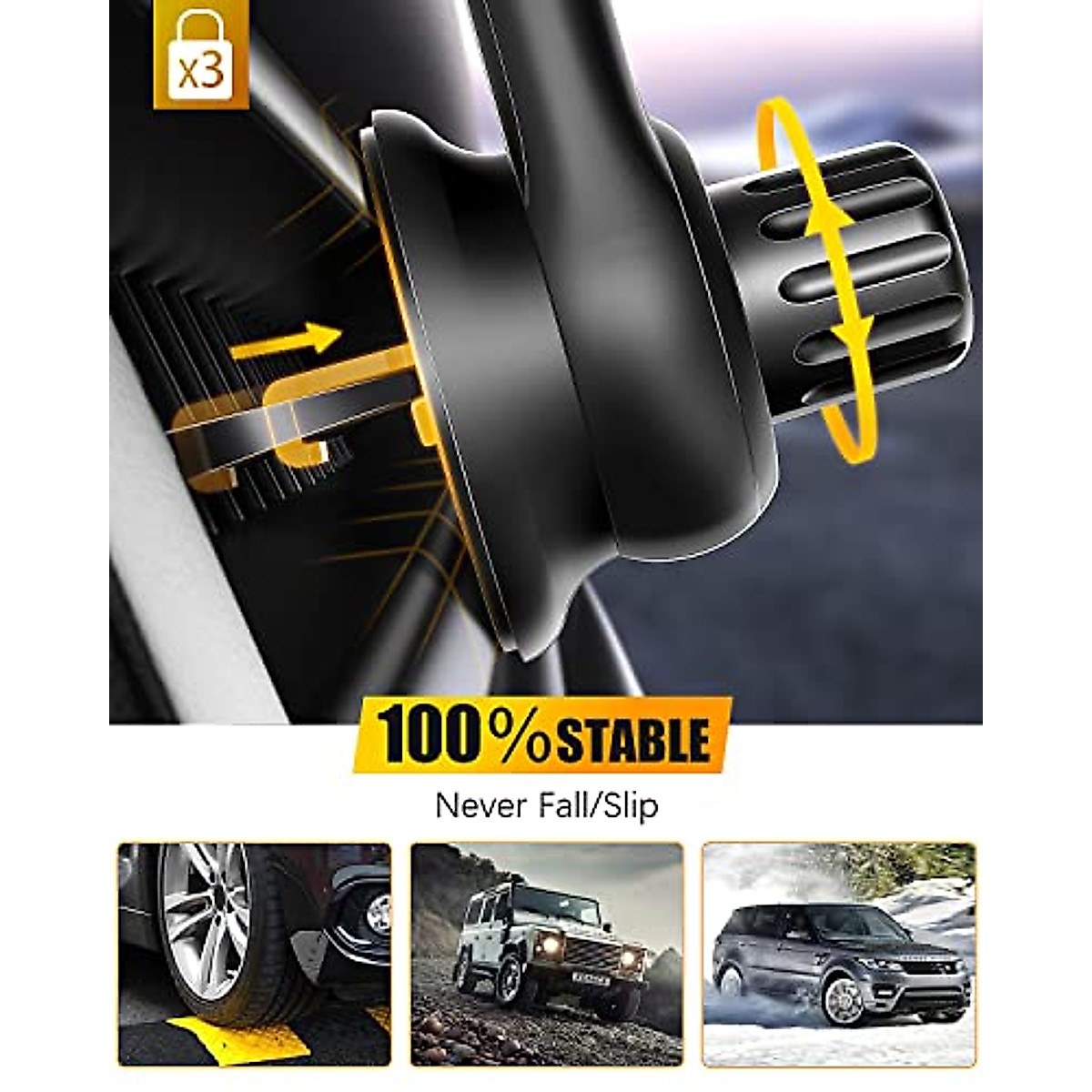 AiHiwvol Phone Holder for Car [Longer Steel Hook] Air Vent Car Phone Mount Universal Extension Arm Cell Phone Holder Car Vent Hands Free Clamp [Thick Case Friendly] Compatible with All Smartphones