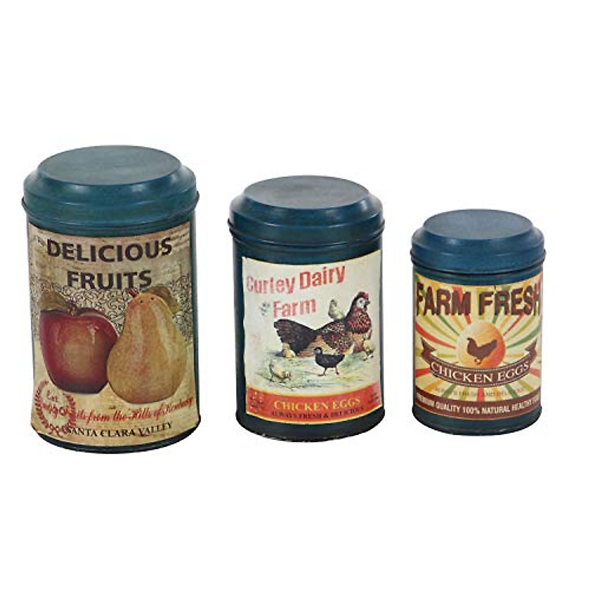 Deco 79 Metal Canister S/3 6", 7", 8" H-24989, 6"/7"/8"