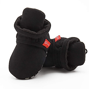 Babelvit Newborn Baby Boy Girl Soft Fleece Booties Stay On Infant Slippers Socks Shoe Non Skid Gripper Toddler First Walkers Winter Ankle Crib Shoes