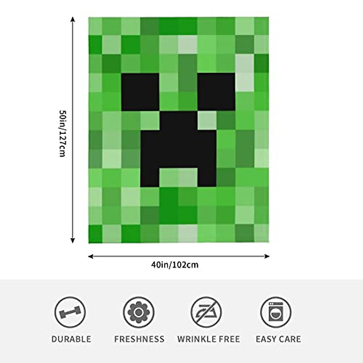 Cartoon Green Plaid Blanket Soft Flannel Fleece Game Anime Pattern Decorative Sofa Plush Blanket Warm and Comfortable Light Weight Bedding Flannel 50x40in