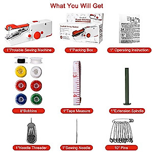 Handheld Sewing Machine, Mini Portable Electric Sewing Machine for Adult, Fast Stitch Suitable for Fabrics, Clothes, DIY Home Travel