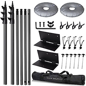 SLOW DOLPHIN Pipe and Drape Photography Backdrop Stand Kit Adjustable Photo Background Stand 10ft x 10ft with Metal Base for Parties Weddings Birthday Party Events Photo Booth