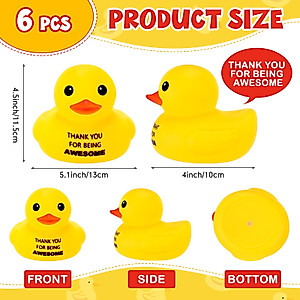 Liliful Large Christmas Thank You Rubber Ducks 5'' Yellow Bath Ducky Toy Thank You for Being Awesome Ducky Squeak Floating Duckies for Christmas Employee Appreciation Inspirational Gifts(6 Pcs)