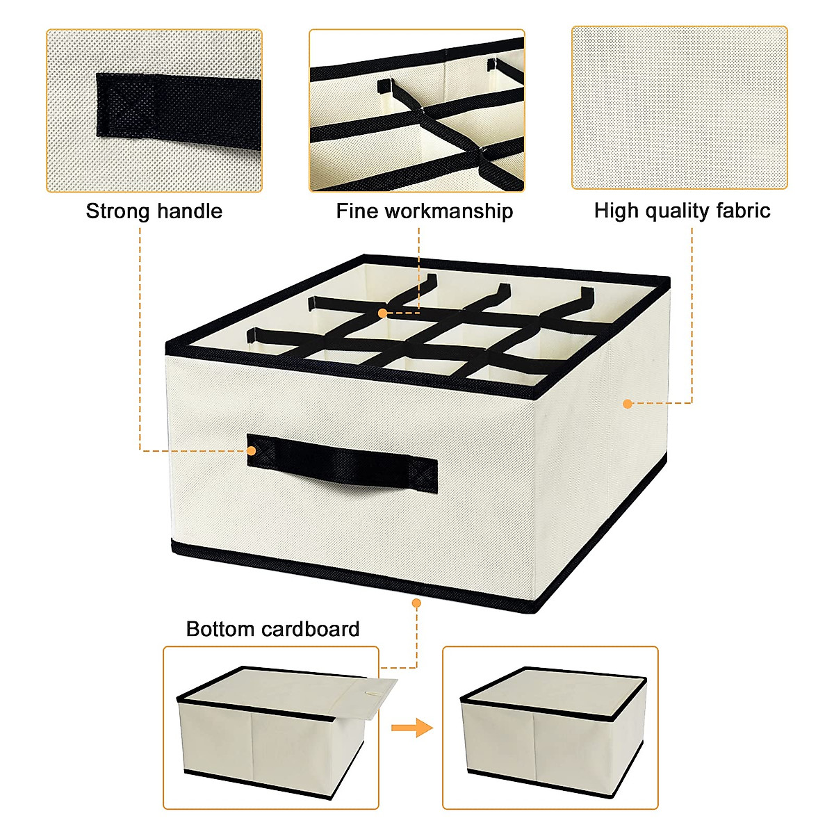 homyfort Hanging Closet Organizer with 5 Drawers and storage - 7 Shelves Organization, Foldable & Heavy Duty Clothes Storage for Wardrobe, Closet, Dorm, (49.6" H, Beige)