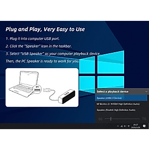 LIELONGREN [Newer] USB Computer Speaker for Desktop, Laptop Speaker, PC Speaker, Small Computer Soundbar with Hi-Quality Sound, Loud Control Volume, Rich Bass