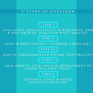 Multi Collagen Pills Plus + 180 Capsules (Types I, II, III, V & X) + Absorption Enhancer (3 Months Supply) - Non-GMO, Collagen Supplements to Support Hair, Skin, Nails, Joints, & Gut Health