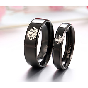 SunnyHouse Jewelry His or Hers Matching Set His Queen Her King Titanium Stainless Steel Couple Ring in a Gift Box