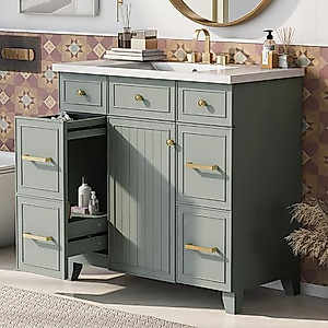 Eafurn 36" Bathroom Vanity with Sink Combo Set, Modern Undermount Shaker Cabinet, Includes Countertop & Integrated Sink, Soft Closing Door and 4 Drawers, Bath Room Dresser