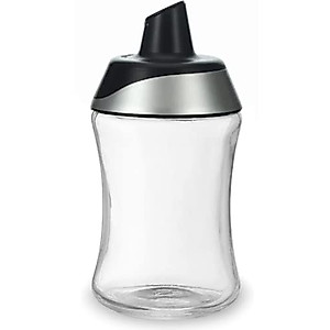 J&M DESIGN Sugar Dispenser w/Pour Spout For Coffee Bar Accessories, Tea Organizer Station Essentials, Coffee Gifts & Kitchen Baking w/Easy Spoon Pouring Shaker Lid - 7.5oz Glass Jar Container Bowl