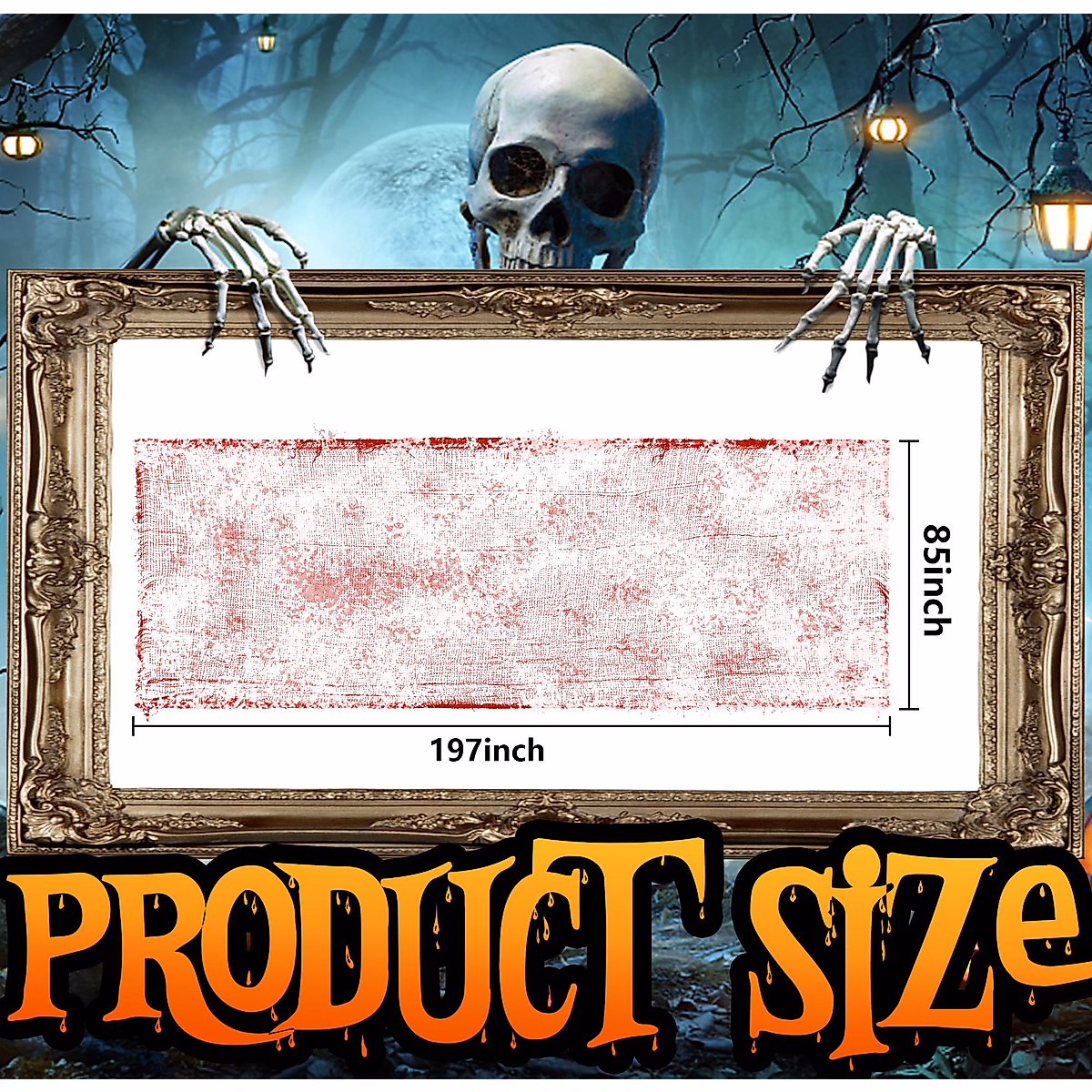 197" x 85" Halloween Creepy Cloth - Halloween Spooky Fabric Cloth - Scary Gauze Blood Creepy Cloth for Haunted House Halloween Party Yard Wall Doorway Outdoors Decoration