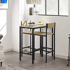 Haotian SoBuy 3 Piece Dining Set, Dining Table with 2 Stools, Bar Table Set, Home Kitchen Counter Breakfast Table, Bar Table with 2 Bar Chairs, Natural OGT03-N