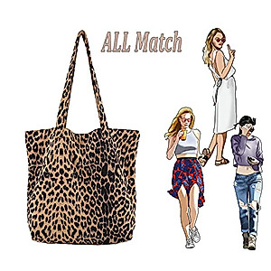 Leopard Tote Bag Women's Vintage Suedette Material Cheetah Printing Shoulder Bag Large Casual Slouchy Travel Bag