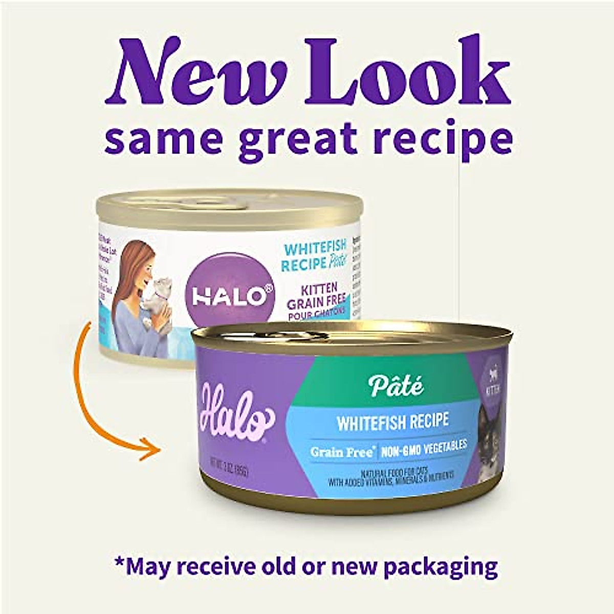 Halo Kitten Grain Free Wet Cat Food Pate, Whitefish Recipe, Healthy Cat Food with Real, Whole Whitefish, 3oz Can (Pack of 12)(Packaging May Vary)