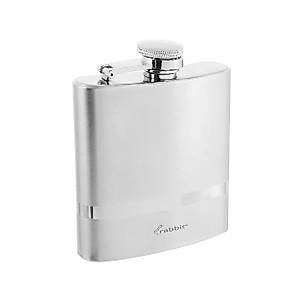 Rabbit Polished 6 Fl. Oz. Stainless Steel Pocket Flask, 18/8 Stainless Steel, Leak-Proof, Portable Hip Flask for Liquor - Discreet Alcohol Flask, Dishwasher Safe