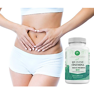 Quinine Cinchona Bark Extract Herbal Supplement for Boosting Immune System, Leg Cramping Relief, Muscle Cramps and Overall Digestive Health - All-Natural 1000 mg Per Capsule - 120 (120 Count)