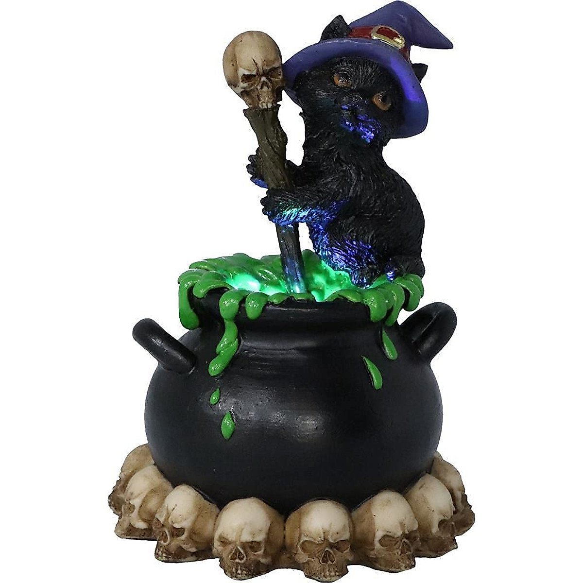 Nemesis Now Spook Witches Familiar Black Cat and Bubbling Cauldron Figurine,12cm
