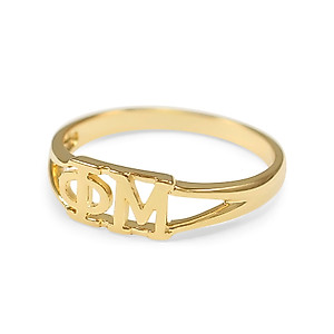 The Collegiate Standard Phi Mu 14k Gold Plated Sorority Ring with Greek letters (11)