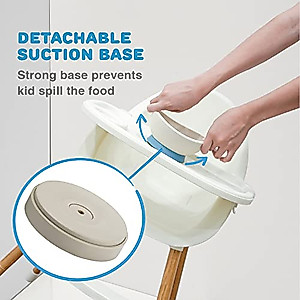 FLYTTA FADI Toddler Bowl Baby Bowl Suction Bowl Baby Feeding Set Suction Cup Bowl with Silicone Lid and Baby Spoon First Stage Self Feeding Baby Utensils Suction Bowls for Baby - Ocean Blue