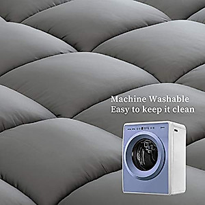 COONP California King Mattress Topper, Extra Thick Mattress Pad Cover, Cooling Pillowtop with 8-21 Inch Deep Pocket 3D Snow Down Alternative Fill (California King, Grey)