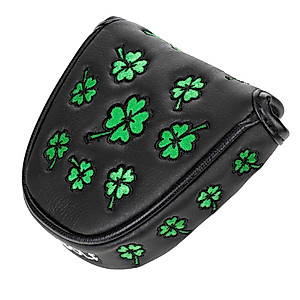 Lucky Clover Black MALLET Putter Cover Headcover For Scotty Cameron Taylormade Odyssey 2ball