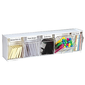Deflecto Tilt Bins, Interlocking 5-Bins, 23" x 5" x 6.5 ", White (20503OP)
