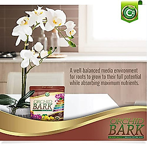 Organic Orchid Potting Bark - Made in USA Premium Medium Bark Garden Soil Amendment Mix for Proper Root Development of Phalaenopsis, Cattleyas, Indoor/Outdoor Plants, Reptile Terrarium Bedding + more!