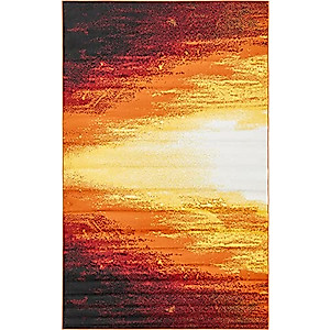 Unique Loom Metro Collection Contemporary Abstract Bright Warm Candle Light Area Rug, 5 ft x 8 ft, Orange/Yellow