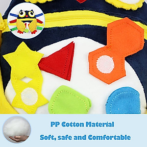 AIPINQI Sensory Pillow Toys, Montessori Stuffed Animal Learning Toys, Exercise Baby Basic Life Skills, Airplane Activities Travel Toys on Plane for Autistic Toddler, Owl