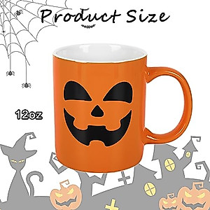 Whaline 4Pcs Halloween Mug Set 12oz Pumpkin Cat Monster Ghost Holiday Coffee Mug Halloween Ceramic Matching Mugs for Home School Office Table Centerpieces Housewarming Gift