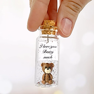 Kseniya Revta Cute Girlfriend and Boyfriend Gifts - Personalized Anniversary Present for Her Him - Custom Birthday Gift Idea for Women Men (Brown Bear - I Love You Beary Much, Gift Bottle)