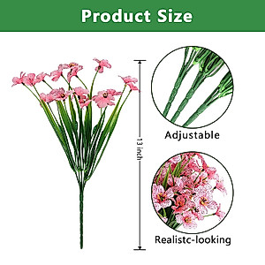 Vebroert Artificial Flowers, 12 Bundles Outdoor Fake Flowers UV Resistant Silk Flowers Greenery Decor, No Fade Plastic Faux Plants for Window Boxes Garden Porch Wedding Decoration, Pink