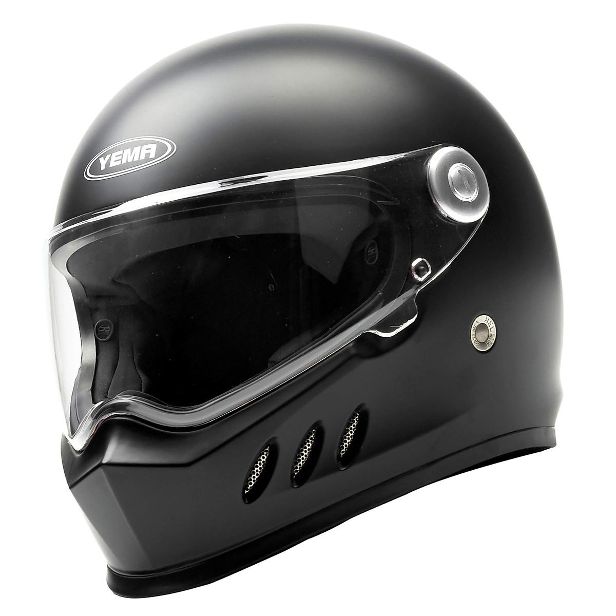 Motorcycle Full Face Helmet DOT and ECE Approved - YEMA YM-833 Motorbike Moped Street Bike Racing Crash Helmet with Clear Visor for Adult, Men and Women - Matte Black, M