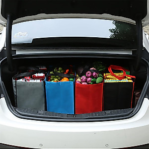 Bodaon 2Pk Collapsible Kitchen Reusable Grocery Bags, the Utility Tote Bag Bulk, Large Folding/Foldable Reusable Shopping Cart for Groceries, Storage Totes Heavy Duty, Shopping Basket (Black)