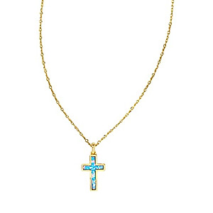 Kendra Scott Cross Pendant Necklace for Women, Fashion Jewelry, Gold-Plated, Periwinkle Opal