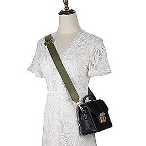 Allzedream Purse Straps Replacement Crossbody Bags Handbag Wide Canvas Leather Adjustable (Olive Green)