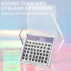 KOUSEI Clusters Lash Individual DIY Eyelashes Extension Lashes Segmented 48 Clusters Eyelash Wispy Fake Lashes Natural Look Soft Lashes (48pcs 10-16mm)