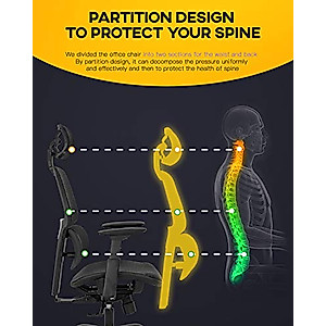 Office Chair Ergonomic Desk Chair Mesh Computer Chair with Arms Lumbar Support Swivel Rolling High Back Task Chair,Black