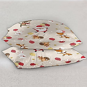 Santa Claus Balloon Satin Pillow Cases Silk Satin Pillowcase for Hair and Skin Standard Set of 2 Super Soft Silk Pillowcase with Envelope Closure (20x26 in)