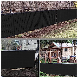 E&K Sunrise 8' x 25' Privacy Fence Screen with Grommets, Outdoor Windscreen Fence Covering Privacy Screen UV Blockage for Backyard Garden Patio, Zip Ties Included (Black)