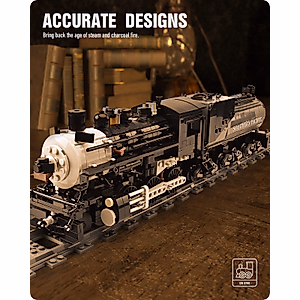 Nifeliz CN5700 Steam Train Building Kit and Engineering Toy, Collectible Steam Locomotive Display Set, 1：38 Scale Model Train Building Kit with Train Tracks, Top Present for Train Lovers (1136 PCS)