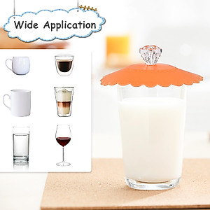 BOSMIOW 10pcs Silicone Cup Lid,Camping Colorful Anti-Dust Silicone Mug Cover,Flexible Silicone Outdoor Drink Cover,Diamond Dust Cup Cover for Mugs,Cups,Tea Pots,10 Colors