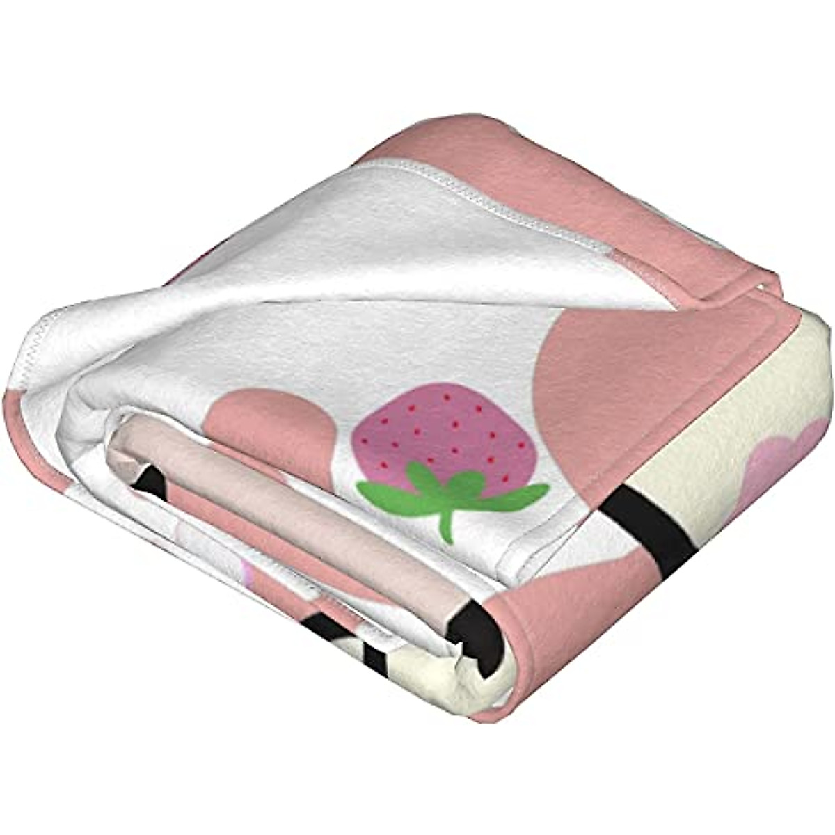 Strawberry Milk Cow Blanket Lightweight Flannel Fleece Cartoon Cute Animal Throw Blankets Soft Cozy Plush Microfiber All-Season Blanket for Bed/Couch/Sofa-50 x40 in