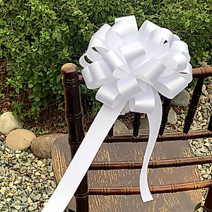 White Pull Bows with Tails - 8" Wide, Set of 6, Veteran's Day, Christmas, Wedding, Gift Bows, Reception, Fundraiser, Birthday, Valentine's Day, Mother's Day, 4th of July