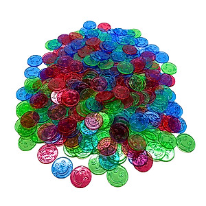 MR CHIPS Bingo Chips 3/4" Size - 600 Counting in Blue, Red and Green Color Smiley Face Design Versatile for Classroom Activities & Board Games