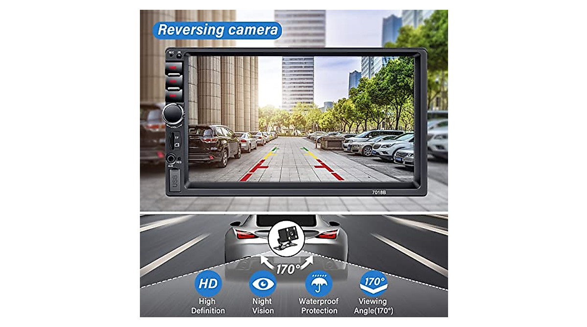 Double Din Car Stereo Bluetooth with 7-Inch Touchscreen & Backup Camera